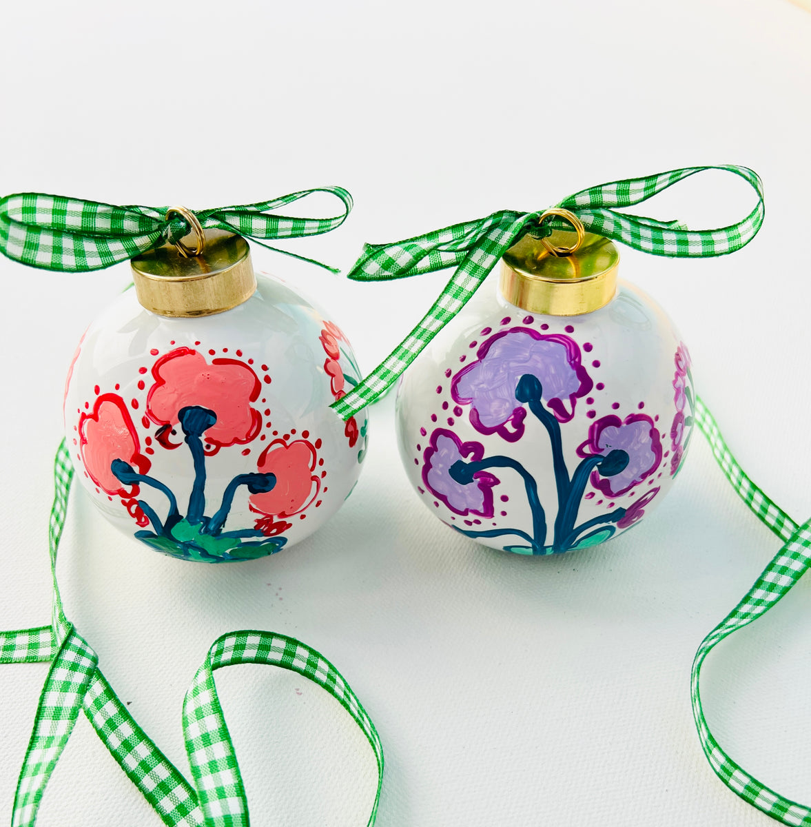 Lavender Block Print Flowers Ornament – Hillary Einwick Design